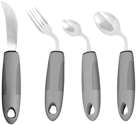 Yzwuyou 4PCS Cutlery for Arthritic Hands, 42°Angled Disabled Cutlery ...