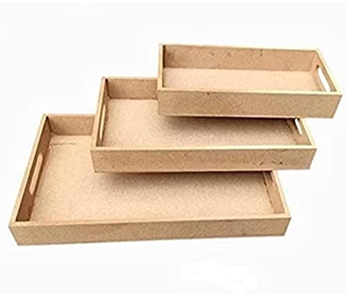 Woodenlab - MDF Tray for Craft Set of 3 | Unfinished MDF Tray Plain for ...