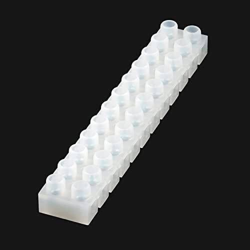 JUKR 12 Way PVC Electrical Strip Terminal Connector Block Brass Inserts ...