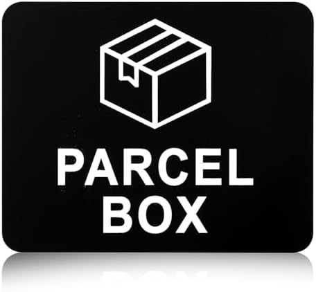 Parcel Box Sign Black Parcel Delivery Sign 11cm x 9cm Self Adhesive ...
