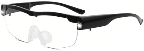 Hands-Free Magnifier Eyeglasses with 2 LED Lights - Lightweight ...