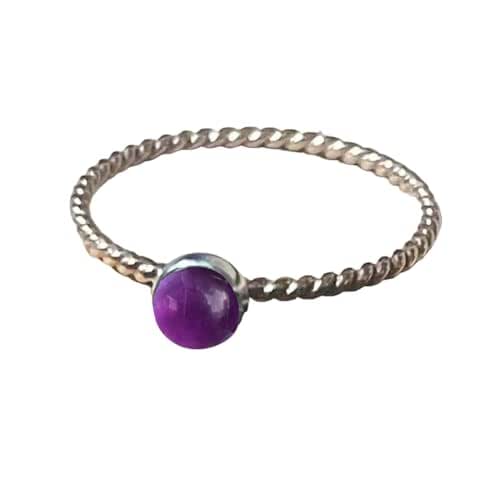 Amazon.com: Natural Amethyst Ring Round Shape Boo Ring 925 Sterling ...