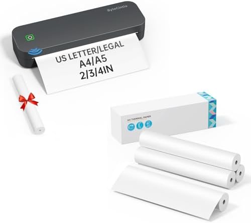 Amazon.com : Portable Printer Kit & A4 Thermal Paper 4 Rolls : Office ...