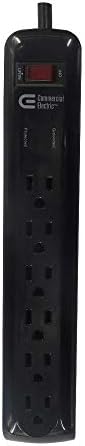 Amazon.com: Commercial Electric 6-Outlet Surge Protector with 8 ft ...