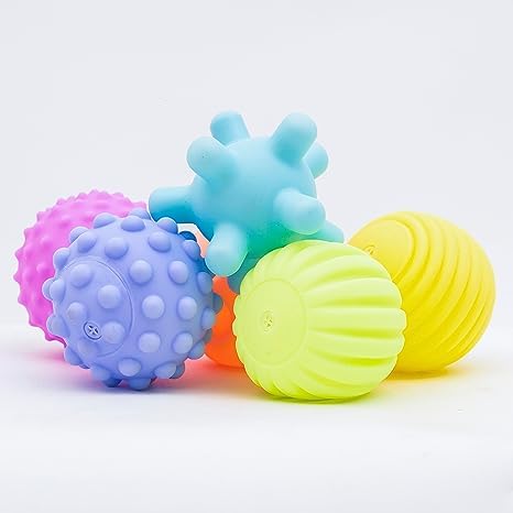 NOVARISA Sensory Balls Toys Pack of 6 | Colourful Squeaky Ball | Soft ...
