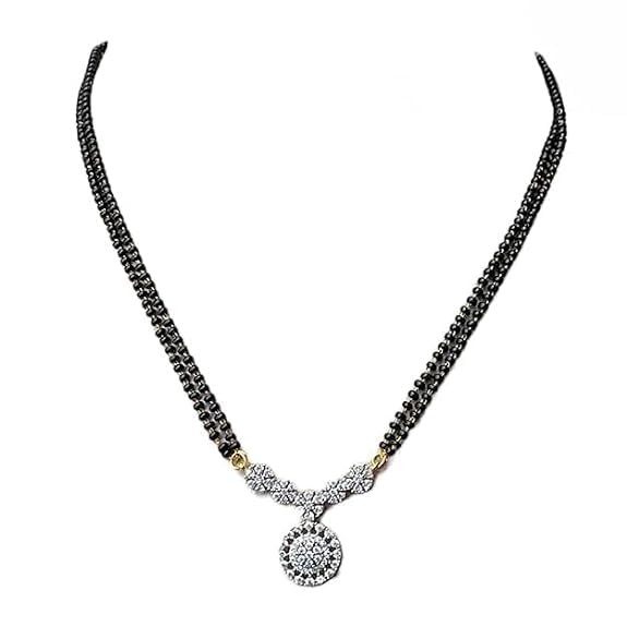 Buy VIDORA American diamond gold plated traditional short mangalsutra ...