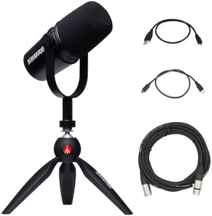 Amazon.com: Shure MV7 - Kit de micrófono para podcast con mini trípode ...