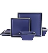 Amazon.com: 12 Piece Melamine Plates and Bowls Sets Square Dinner Set ...