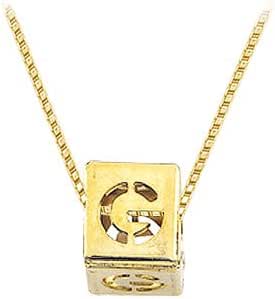 Amazon.com: 14K Yellow Alphabet G Semi-Polished Block Initial Chain ...