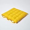 HOMESCAPES Yellow Seat Pads for Dining Chair, Set of 6 100% Cotton ...