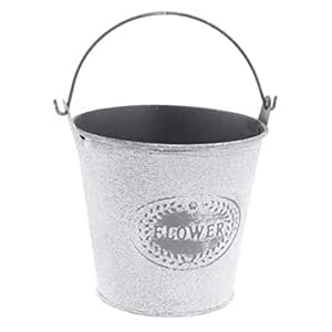 HTC18 Galvanized Metal Storage Buckets Retro Rustic Flower Bucket for ...