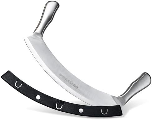 Amazon.com: Gourmetly Stainless Steel Mezzaluna Knife with Cover – 12 ...