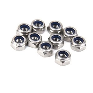 10Pcs M6 Stainless Steel A2 Nylon Collar Insert Self-lock Nuts Bolts ...