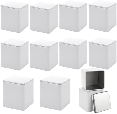 Amazon.com: WOPPLXY 12 Pack Square White Metal Tins, Small Tea Tin ...