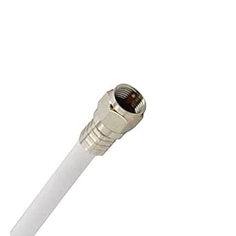50 FT RG6 Coaxial Cable White 3 GHz 75 Ohm with Brass F-Connector Weatherproof O-Ring Silicon ...