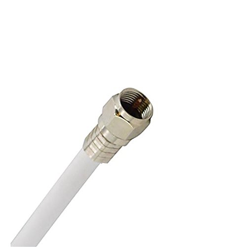50 FT RG6 Coaxial Cable White 3 GHz 75 Ohm with Brass F-Connector ...