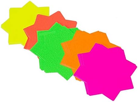 [Pack of 60] Fluorescent Flash Stars 2.5"/4"/6" Shop Retail Display ...