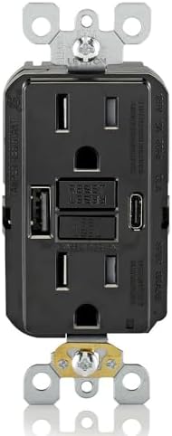 Leviton 15A SmartlockPro GFCI Combination 24W(4.8A) Type A/C USB in ...