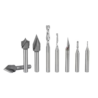 SpeTool 8PCS CNC Router Bit Set 1/4 Inch Shank Solid Carbide V Groove ...