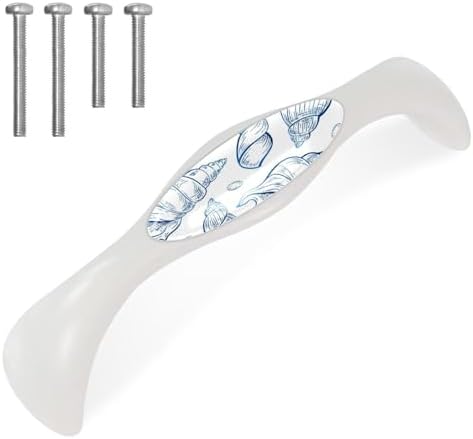 KikandKo 4 Pack Cabinet Handles Ocean Shells, White Cabinet Pulls ...