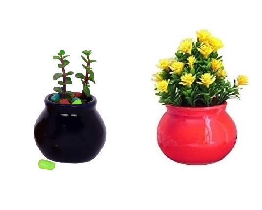 Lyallpur Stores Ceramic Planter Pot Small Matka for Home&Garden-Black ...
