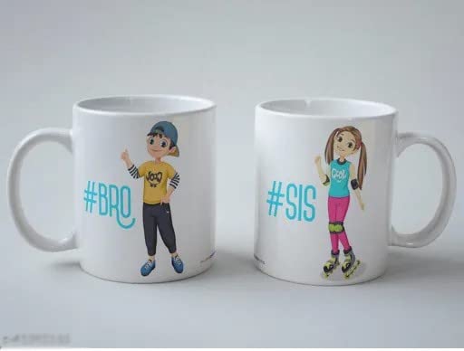 Buy Shine Creation Bro & Sis Ceramic Coffee Mug 325Ml (Pack of 2) _339 ...