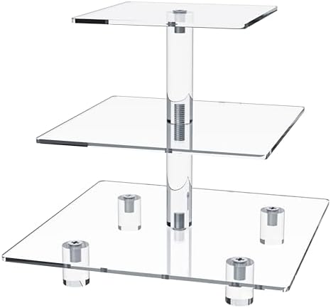 Amazon.com: Nuenen 3 Tier Acrylic Cupcake Stand Clear Round Dessert ...