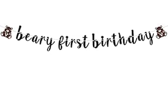 Beary First Birthday Banner, Happy 1st Birthday, Beary Sweet To Be One ...