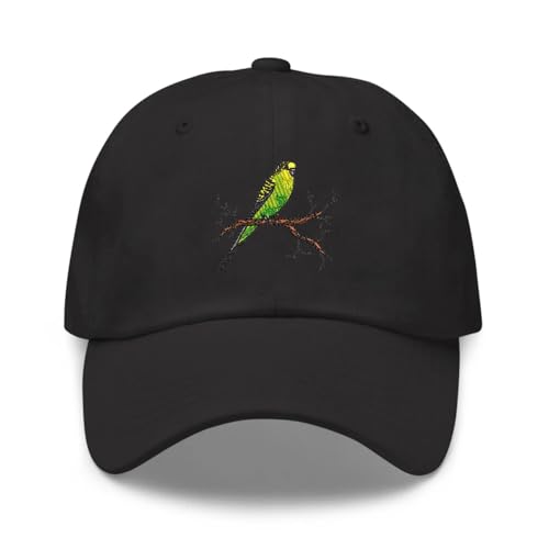 Amazon.com: Parakeet bird embroidered cotton baseball cap hat-black cap ...