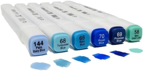 Amazon.com : 6Pcs Blue Colors Sea Ocean Sky Alcohol Markers Set, Dual ...