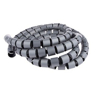 Silver 2m 25mm Spiral Cable Wrap Cover Organizer for PC Computer Cable ...
