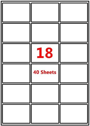 PACK4YA 18 Labels per A4 Sheet, 63.5 x 46.6 mm White Self Adhesive ...