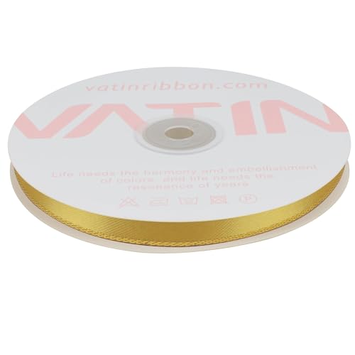 Snapklik.com : VATIN Double Faced Satin Ribbon 3/8 Inch Gold