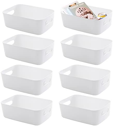 Amazon.com - White Plastic Storage Baskets 8 Pack, Small Pantry Baskets ...