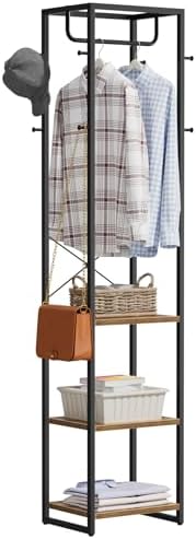 Idybland Coat Rack, Corner Coat Stand with 3-Tier and 8 Hooks ...