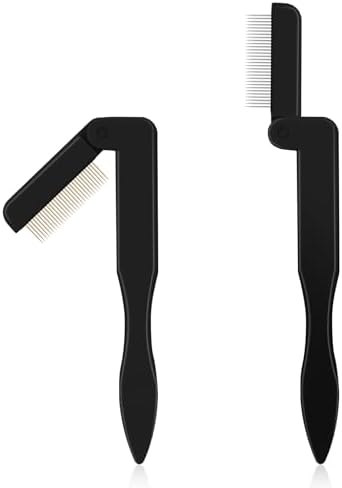 Amazon.com: 2 Pcs Folding Eyelash Comb Eyebrow Comb Stainless Steel ...