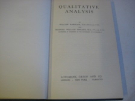 Qualitative Analysis: Wardlaw, William and Frederic Pinkard:, Wardlaw ...