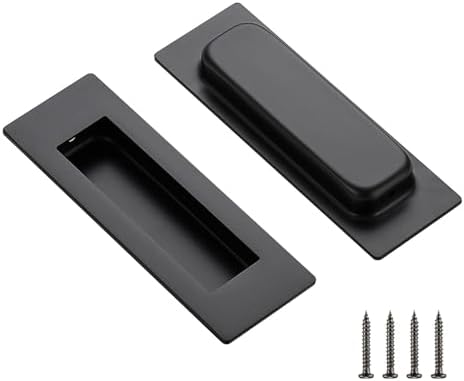 Jicyor Recessed Flush Door Pull Handle 2 Pack Rectangle Black Flush ...