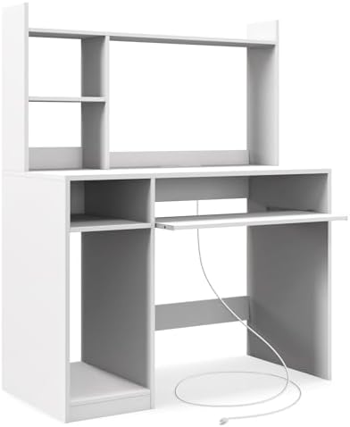 Amazon.com: Computer Desk with Power Outlet and Hutch, Home Office ...