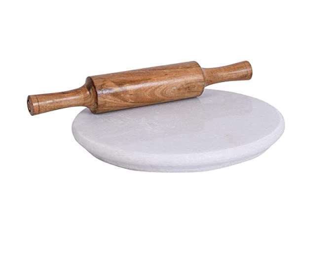 Buy VOMI White marble white marble chakla 10 IN Wooden belan 12 INCH ...