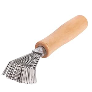 Amazon.com: Hair Brush and Comb Cleaner with Metal Wire Rake Wooden ...
