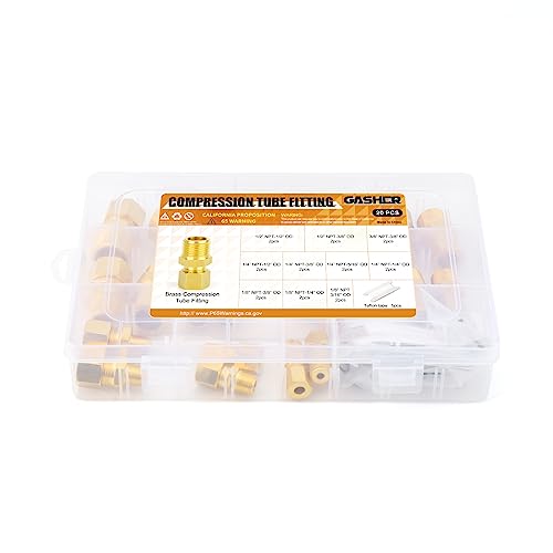 Snapklik.com : GASHER 20PCS Brass Compression Tube Pipe Fitting ...