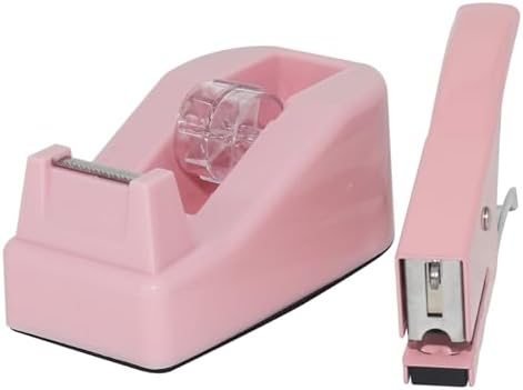 Amazon.com : QILIMA Desktop Cute Office Tape Dispenser & Stapler Set ...