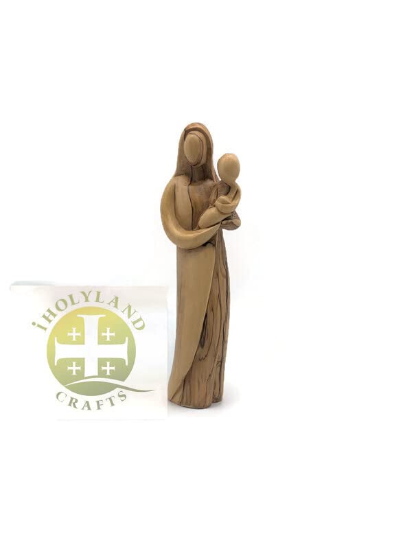 Amazon.com: Blessed Mother Mary Wooden Statue, Olive Wood Madonna and ...