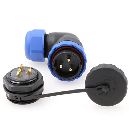 Eonvic SD28 IP68 3 Pin Waterproof Connector Right Angle Plug and Socket ...