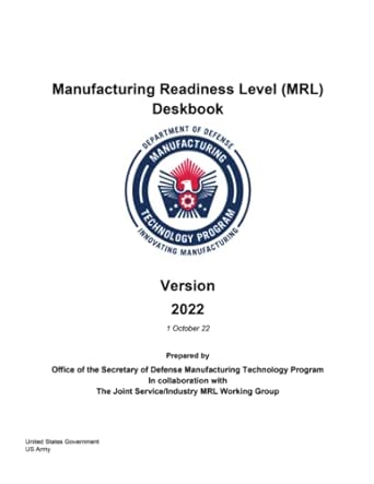 Manufacturing Readiness Level (MRL) Deskbook Version 2022: US Army ...