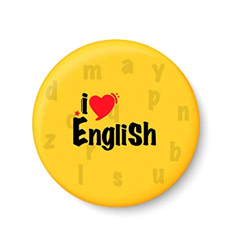 PEACOCKRIDE I Love English Pin Badge (Metal, Multicolour, 75mm ...