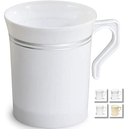 Amazon.com: 50 Heavyweight Disposable White Plastic 8 oz. Coffee Mugs ...