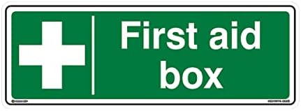 First aid Box here Safety Sign - Self Adhesive Sticker (200mm x 150mm ...