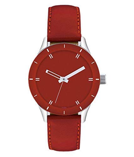 Seamex Red Leather Strap with Round Dial Analog Watch for Women's ...
